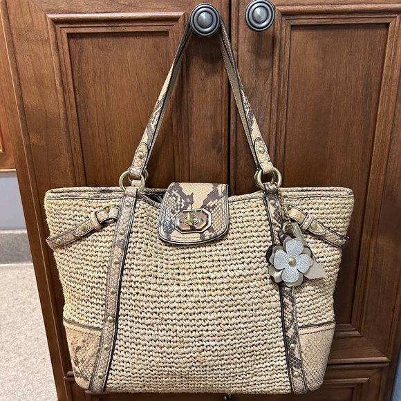 Coach | Bags | Coach Python Straw Natalie Tote Bag | Poshmark